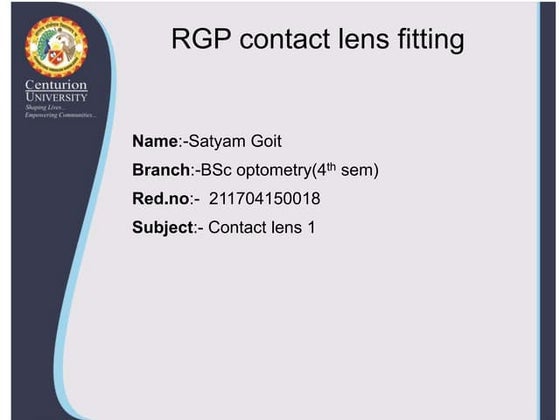 Fitting assessment of soft contact lens | PPTX