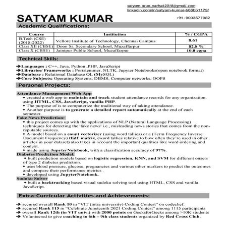 Satyam new resume | PDF