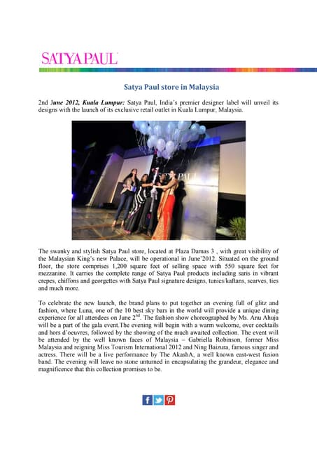 Satya Paul store in Malaysia | PDF