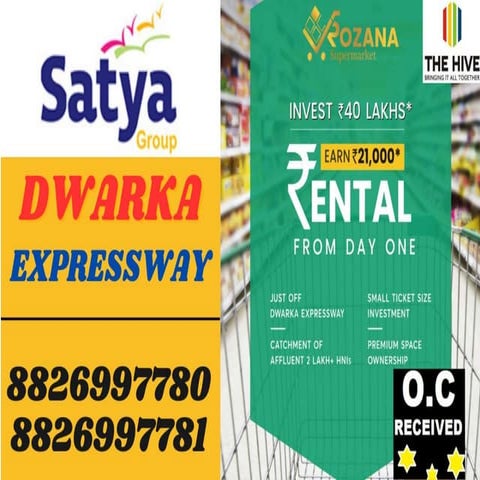 Satya The Hive “Tata Zudio” Open For Sale 350 Sqft 88 Lac All Inc. on Dwarka Expressway | PPTX