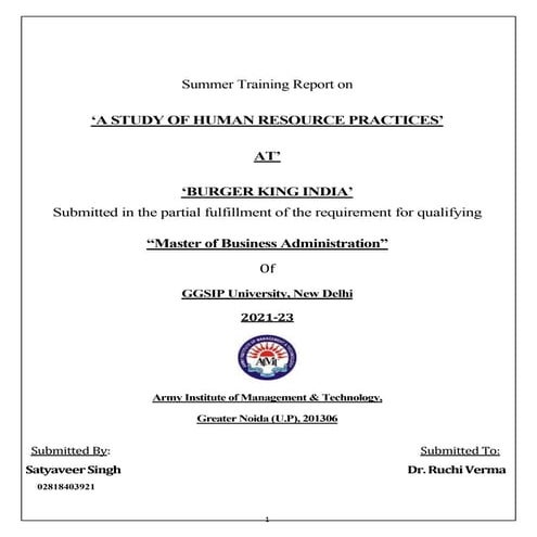 Human Resource Management Of KFC | DOCX