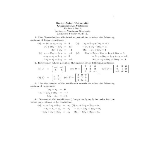 Sau quantitative methods problem set 3 | PDF | Programming Languages | Computing