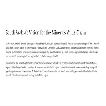 Saudi Arabia's Vision for the Minerals Value Chain | PDF