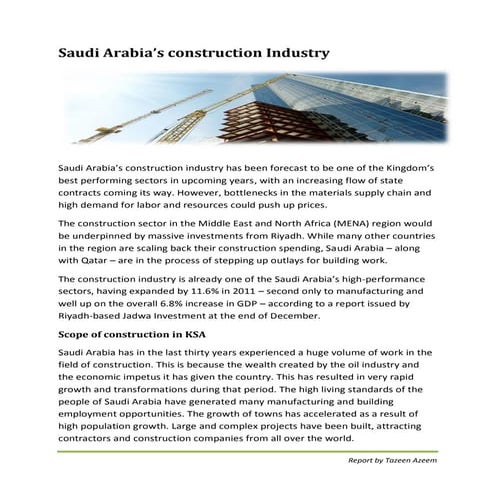 Saudi Arabia's construction Industry | PDF | Construction Industry ...