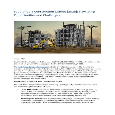 Saudi Arabia Construction Market [2028]: Navigating Opportunities and Challenges | PDF