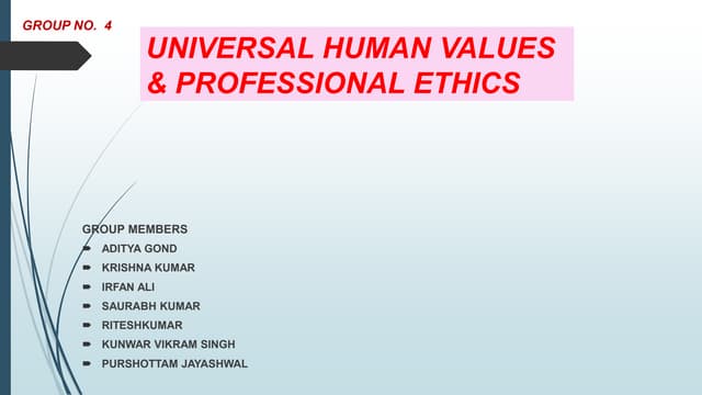 HUMAN VALUES AND ETHICS -ORDER OF NATURE AND THEIR INTERCONNECTEDNESS ...