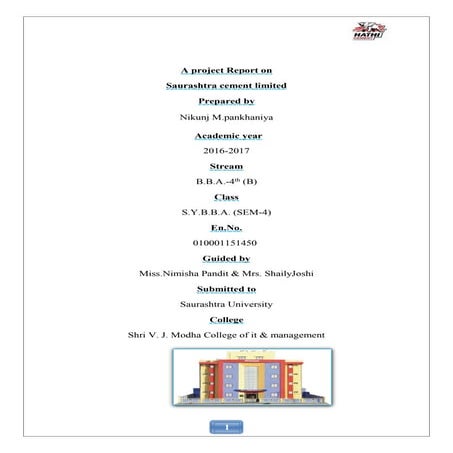 SAURASHTRA CEMENT LTD.(HATHI CEMENT) RANAVAV | PDF