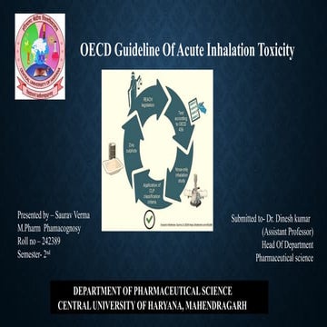 Inhalation Toxicity Studies- OECD guidelines | PPTX