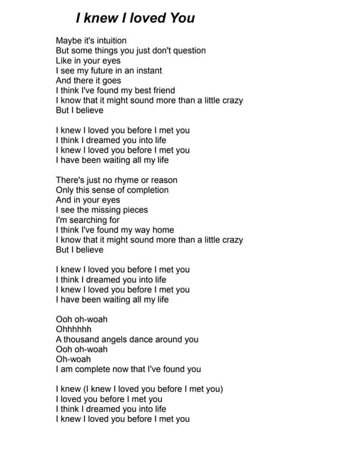 I knew i loved you | PDF