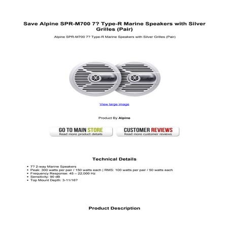 Save alpine spr m700 7 type-r marine speakers with silver grilles pair ...