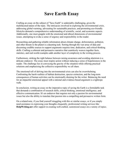 Saving The Environment Essay.pdf