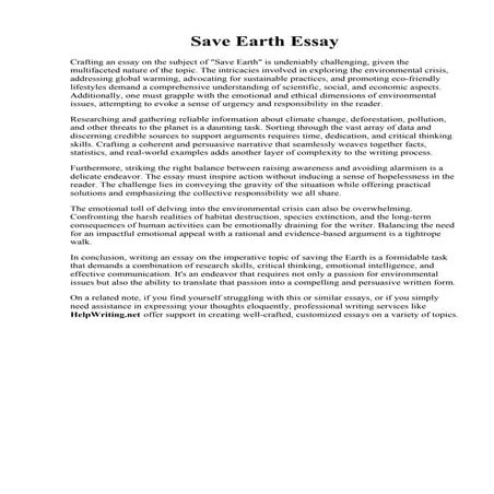 Save Earth Essay.pdf | Fantasy | Genres