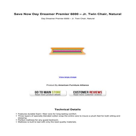 Save now day dreamer premier 6000 jr. twin chair natural | PDF
