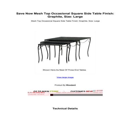 Save now mesh top occasional square side table finish graphite size ...