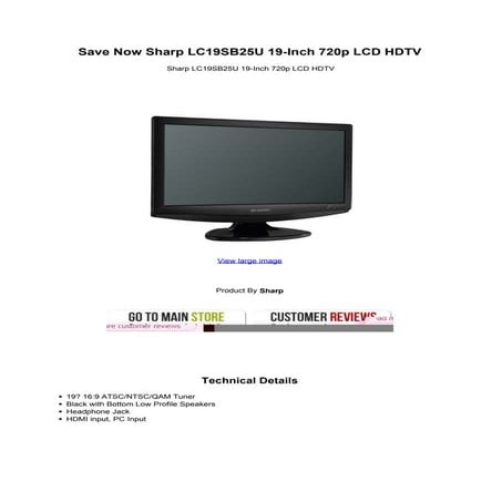 New sharp lc19 dv22u 19 inch lcd tv with built-in dvd player | PDF
