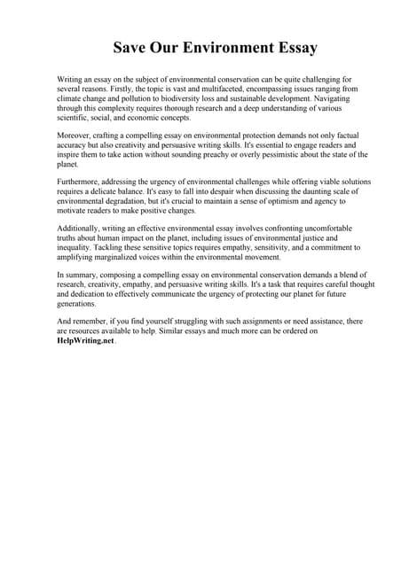 Essay About Environmental Protection.pdf | Environmental Services ...
