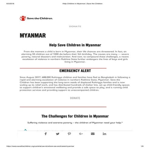 SAVETHECHILDREN ORGANIZATION AND MYANMAR | PDF