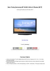 Top sale samsung hpt5054 50 inch plasma hdtv | PDF