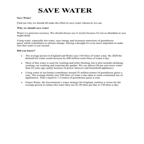 Save water | DOCX