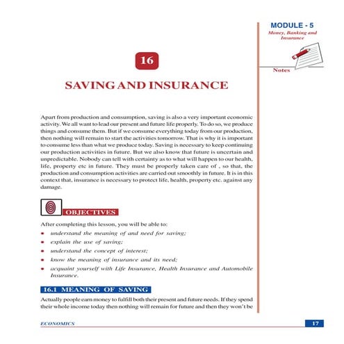 Saving and insurance | PDF | Business Accounting & Finance | Business
