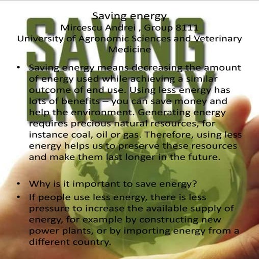 Saving energy | PDF
