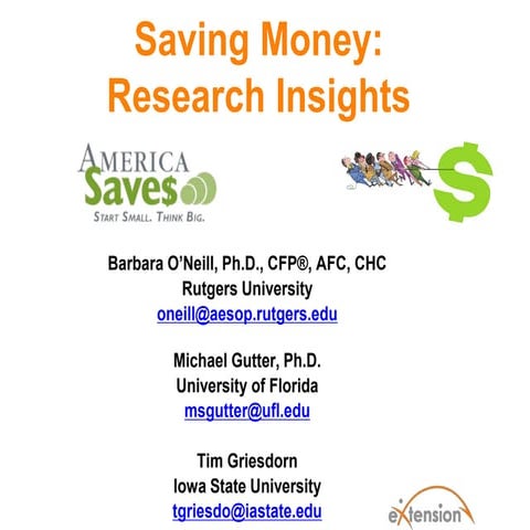 Saving Money Research Insights-FINAL-ALL Presenters | PDF