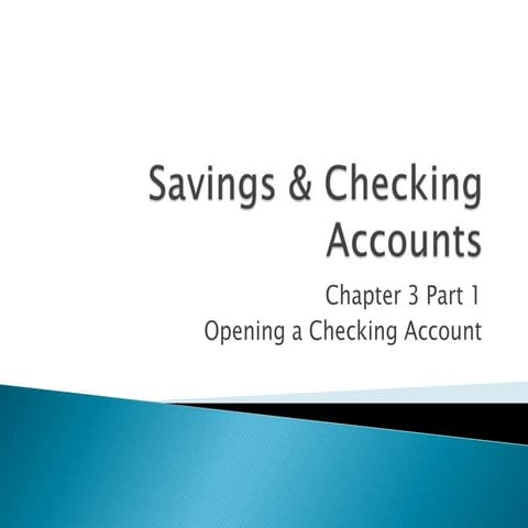 Lesson Plan 3 Savings & Checking Accounts | PPTX