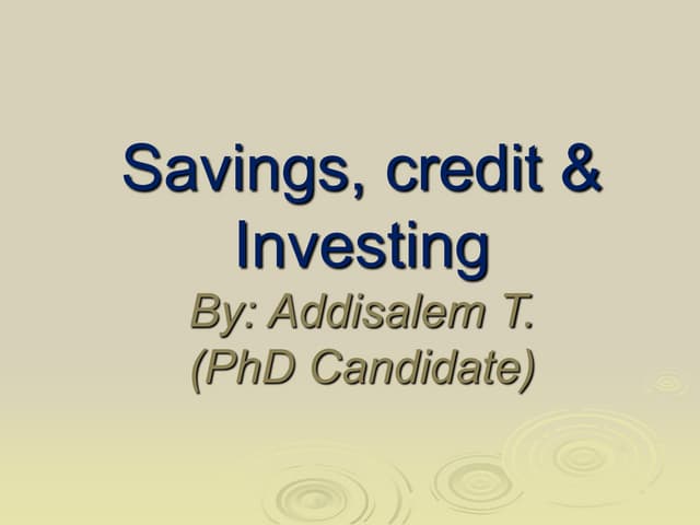 Savings vs investment | PPTX