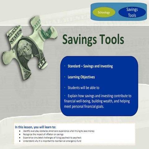 Savings tools | PPTX | Consumer Banking | Personal Finance