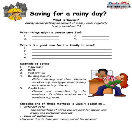 Saving Money Worksheet Importance Of Saving Money Worksheets