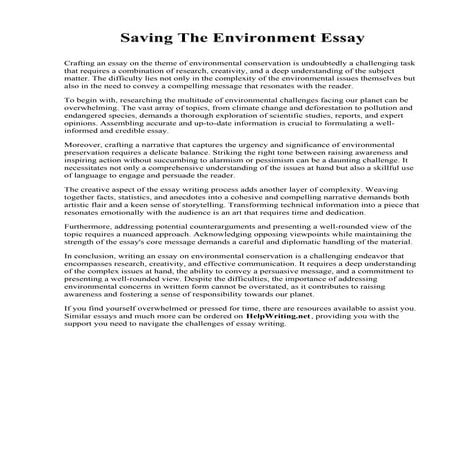 Saving The Environment Essay.pdf