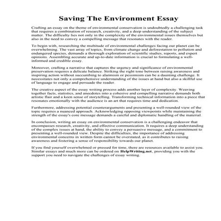 Saving The Environment Essay.pdf