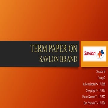 Savlon Brand management | PPTX