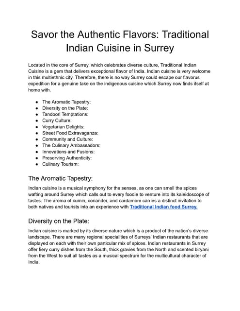 Exploring the Tapestry of Flavors: Street Food Culture in India | PDF