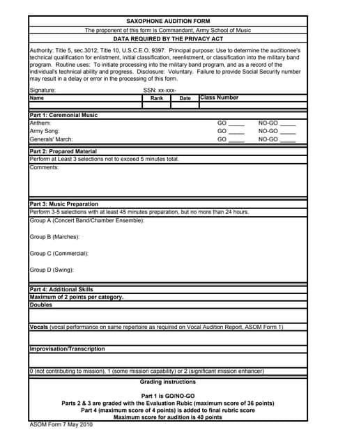 Clarinet audition form | PDF