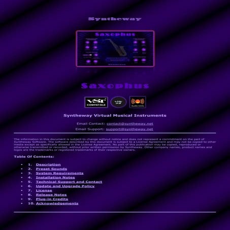 Saxophus: Virtual Soprano, Alto, Tenor and Baritone Saxophones VST VST3 ...