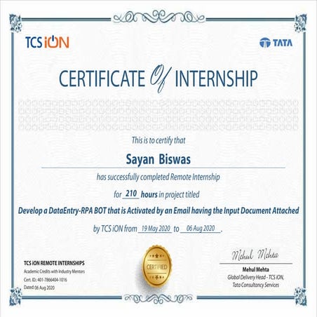 TCS iON certificate | PDF | Technology & Computing