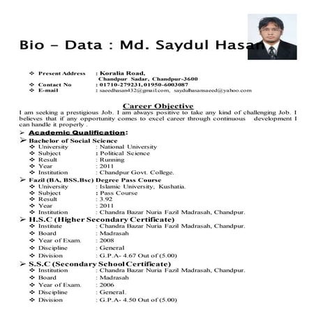 Md. Saydul Hasan Saeed CV | DOCX | Islam | Religion & Spirituality