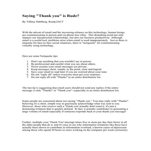 Saying thank you is rude | DOC