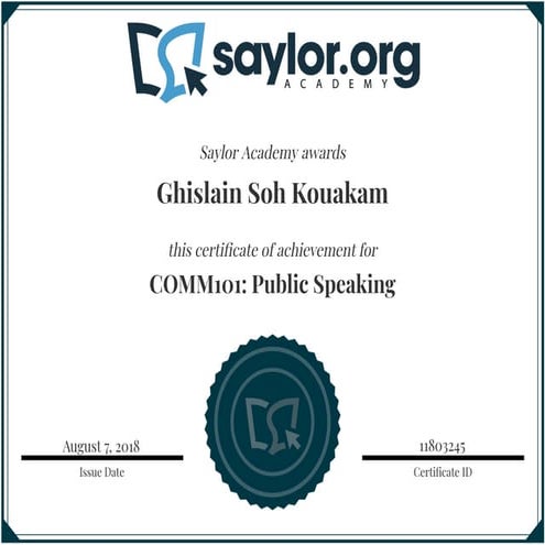 Certificate in Public Speaking - Saylor Academy | PDF