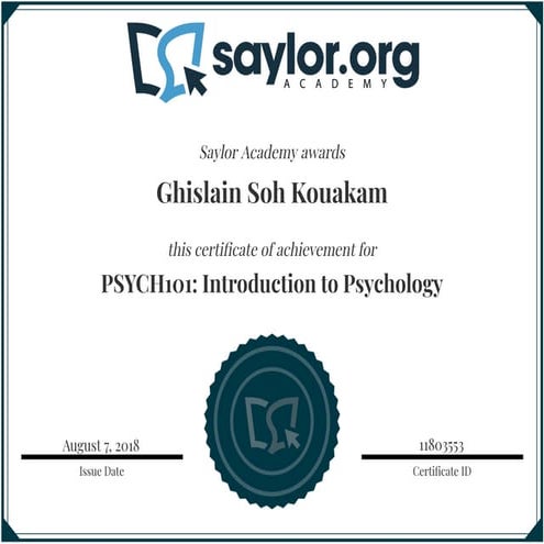 Introduction to Psychology - Saylor Academy | PPT