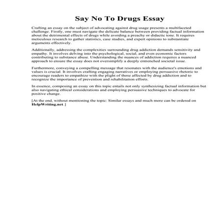 Say No To Drugs Essay | PDF