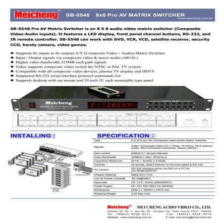 Sb 5548 pro(8x8) av matrix switcher catalog | PDF