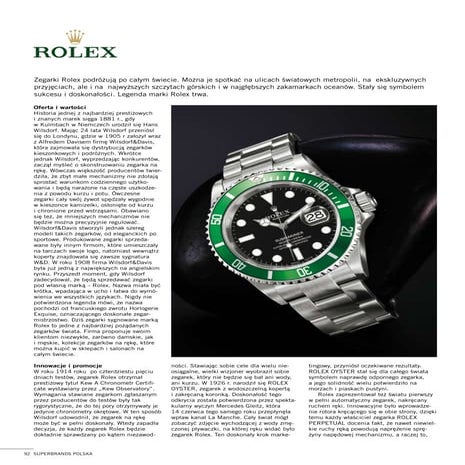 Case study marki ROLEX z Albumu Superbrands Polska 2008 | PDF