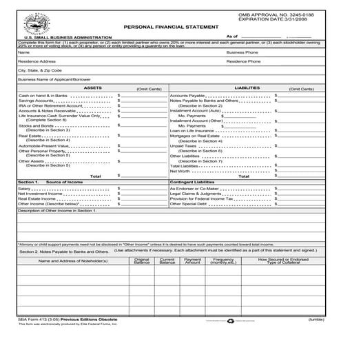 Personal Financial Statement | PDF | Home Financing | Personal Debt