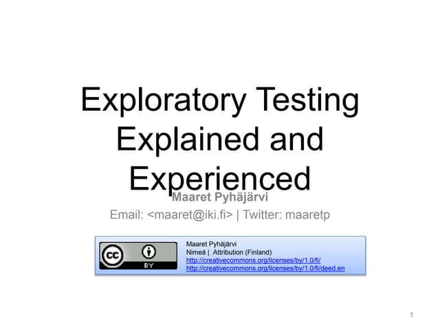 Santa Barbara Agile: Exploratory Testing Explained and Experienced | PPTX Santa Barbara Agile: Exploratory Testing Explained and Experienced | PPTX