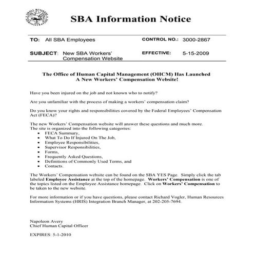 Sba Information Notice | DOC