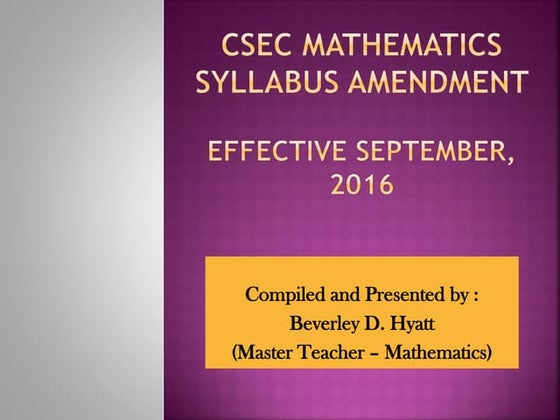 CSEC Mathematics Workshop SBA | PDF