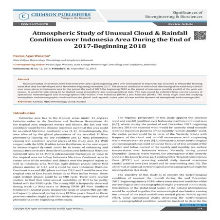 Atmospheric Study of Unusual Cloud & Rainfall Condition over Indonesia Area During the End of ...