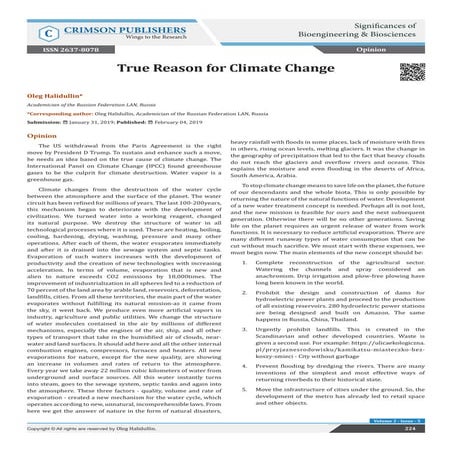 True Reason for Climate Change_Crimson Publishers | PDF